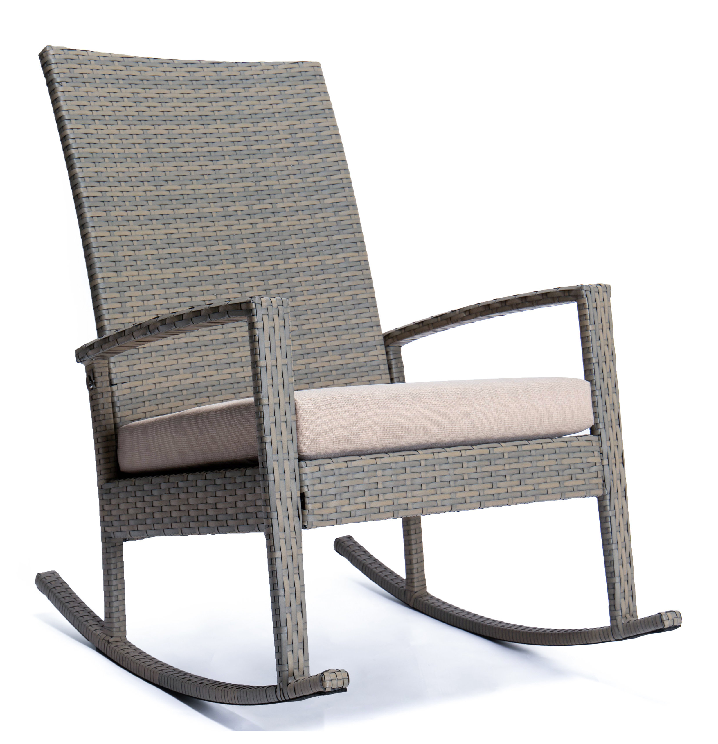 LeisureMod Duval Indoor Outdoor Charcoal Blue Wicker Rocking Chair With ...