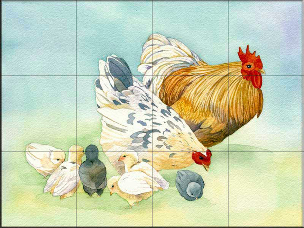 Tile Mural, Rooster 2 by Lynnea Washburn, 36" x 24" (24 Tiles ...