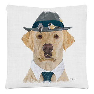 Heritage Lace Dapper Dogs 18x18 Yellow Lab Pillow in White, 18" x 18 ...