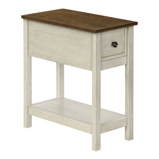 Transitional Accent Table in White,Espresso color - Contemporary ...