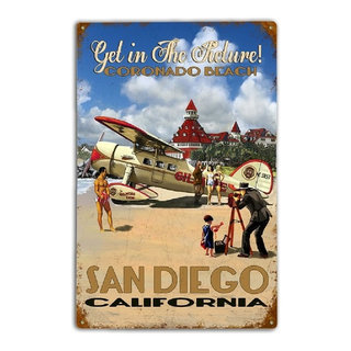 Coronado Beach, Classic Metal Sign - Beach Style - Metal Wall Art - by ...