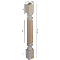 Cabinet Reed Style Post, Birch Wood, 3.75"x3.75" x35.5" - Contemporary ...