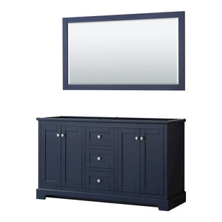 Avery 60" Double Bathroom Vanity No Countertop, No Sinks, 58" Mirror ...
