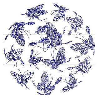 Tile Mural Butterflies Chinese Patterns blue Backsplash, 6" Ceramic ...