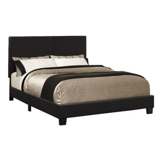 Coaster Transitional Upholstered Faux Leather Full Platform Bed in ...