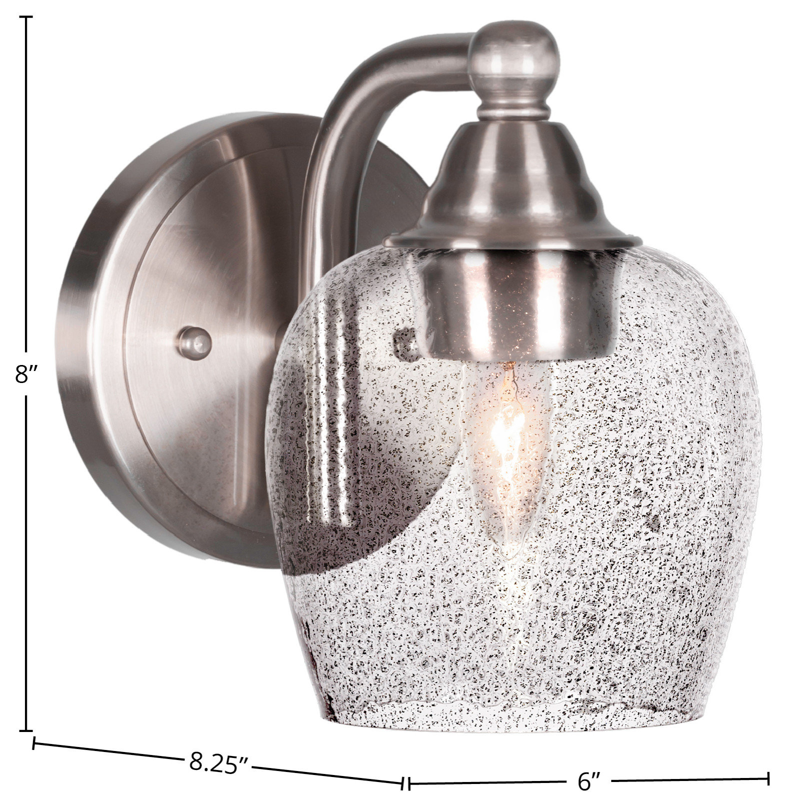 Paramount Wall Sconce, Brushed Nickel, 6" Smoke Bubble Glass ...