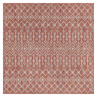 Rug Unique Loom Outdoor Trellis Rust Red Square 5' 3 x 5' 3 ...