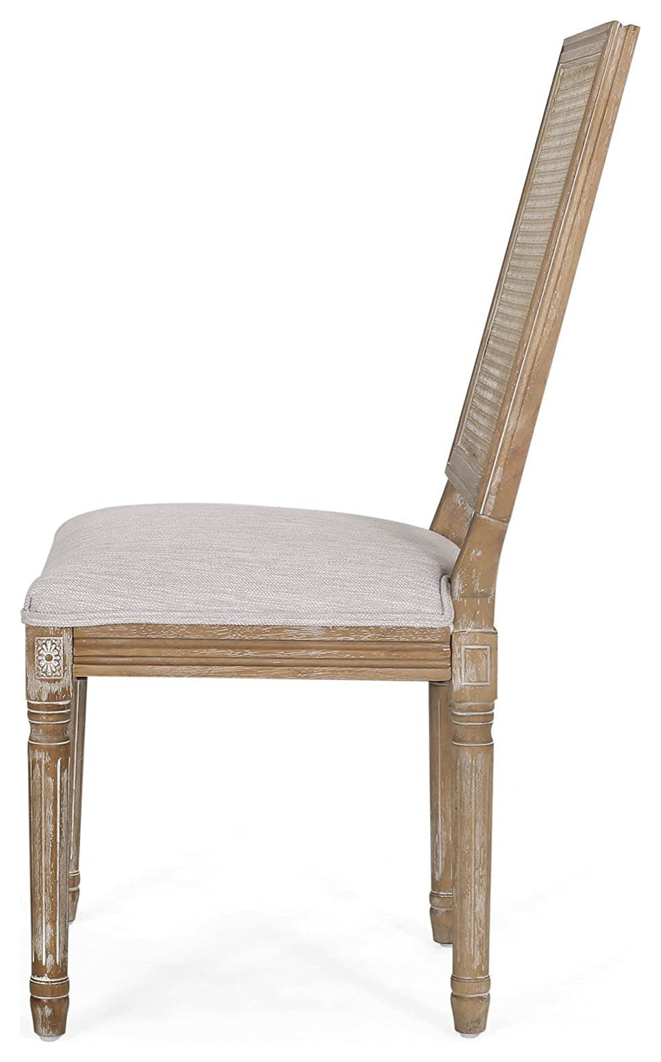 Set of 2 Light Grey Dining Chairs with Fluted Legs, Padded Seat ...