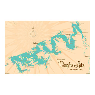 Lakebound Douglas Lake Tennessee Map Art Print, 12"x18" - Contemporary ...