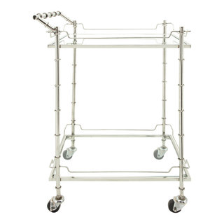 Two Tier 30" Rolling Bar Cart, Silver, 22x16x30" - Asian - Bar Carts ...