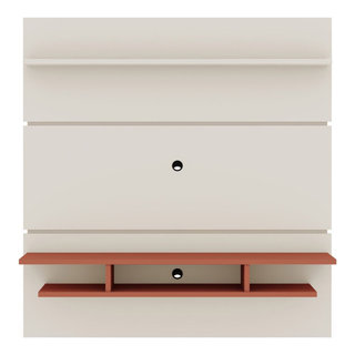 Tribeca 63 Floating Entertainment Center, Off White and Terra Orange ...