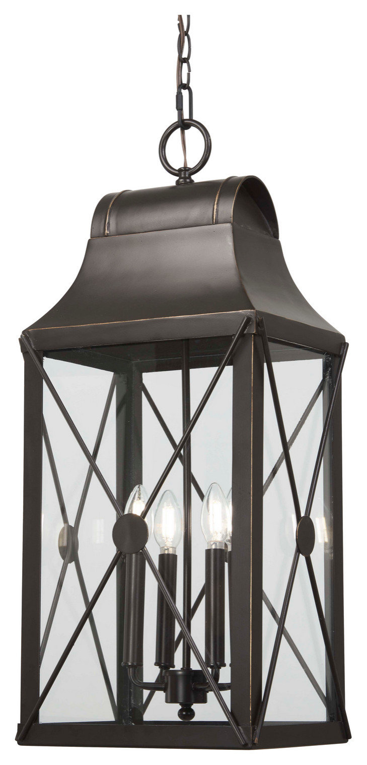 De Luz Four Light Outdoor Chain Hung, Oil Rubbed Bronze With Gold High ...