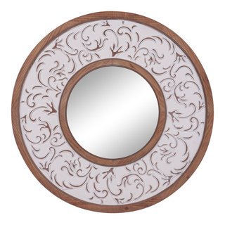 Farmhouse White Wood Wall Mirror 92142 - French Country - Wall Mirrors ...