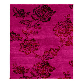 Geranium Wool Hand Knotted Tibetan Rug, 10' Square - Contemporary ...
