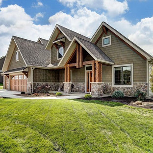 75 Beautiful Rustic Green Exterior Home Pictures & Ideas | Houzz