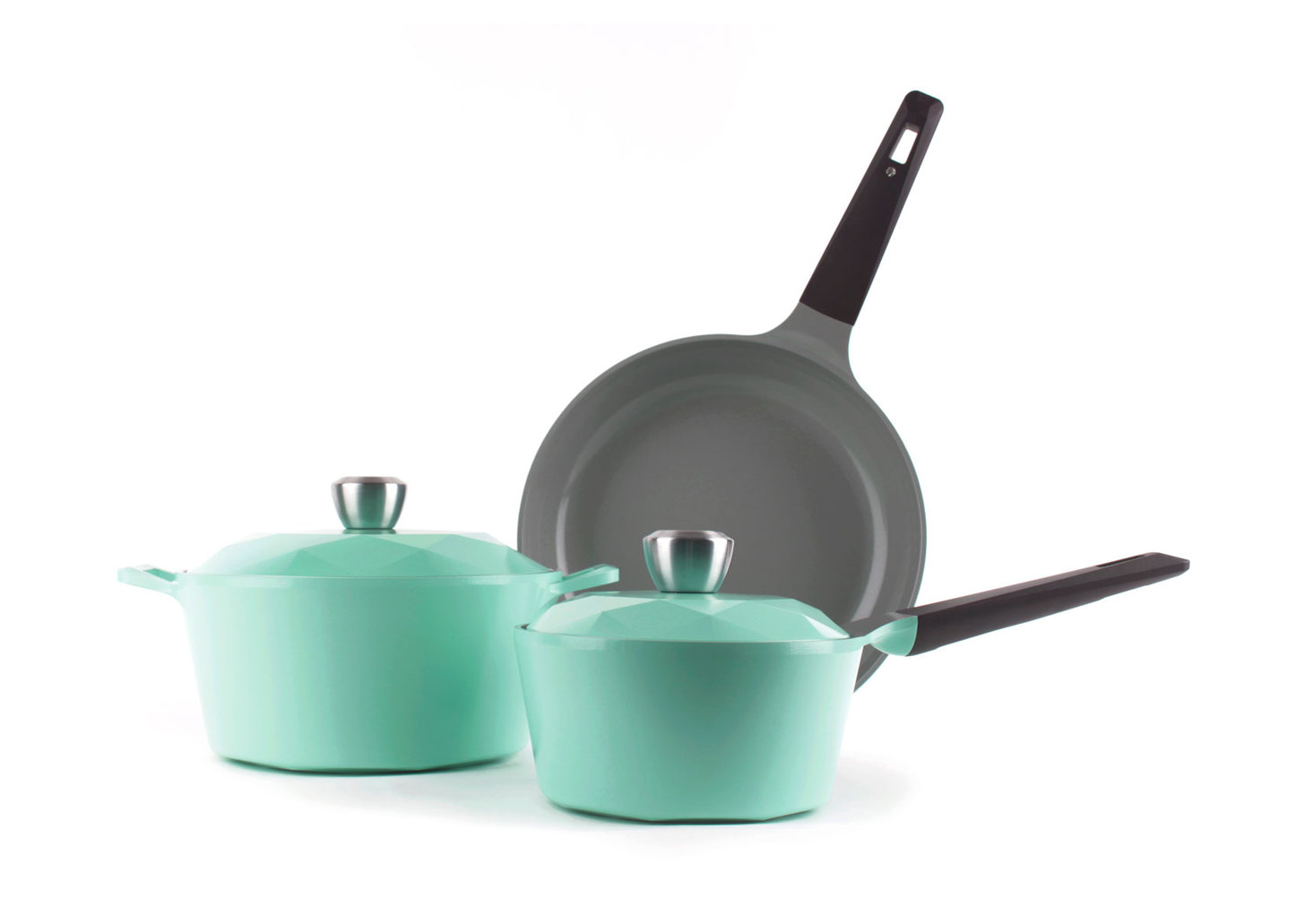 Neoflam Carat 5-Piece Ceramic Nonstick Cookware Set, Fresh Green ...