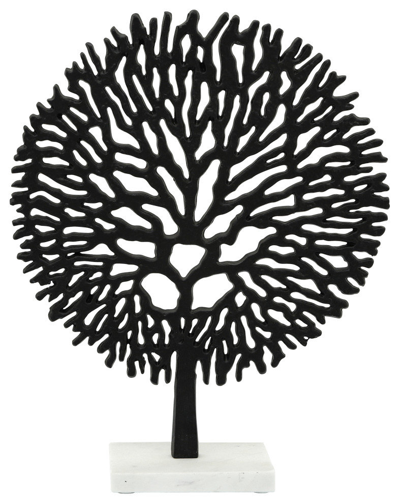 Metal, 17" Tree Table Accent, Black - Contemporary - Decorative Objects ...