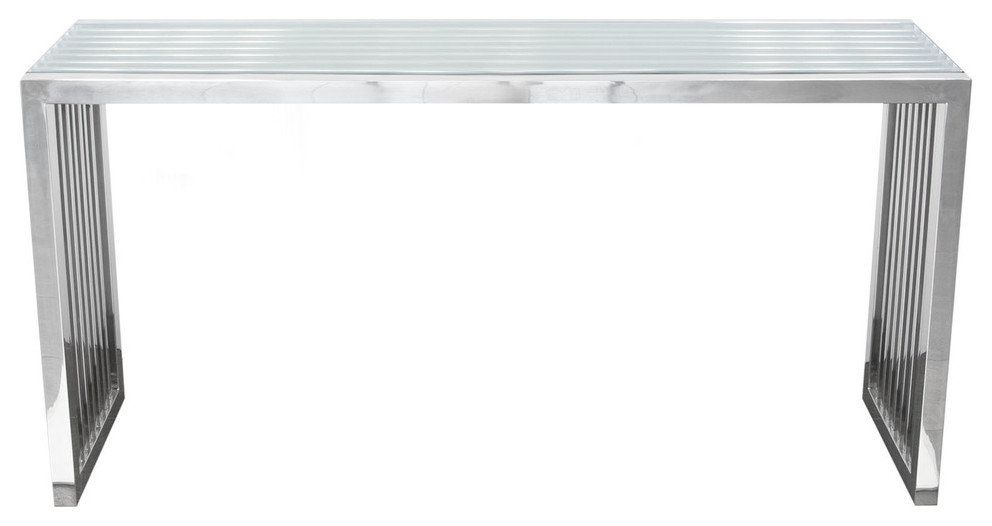 Soho Rectangular Stainless Steel Console Table With Tempered Glass Top ...
