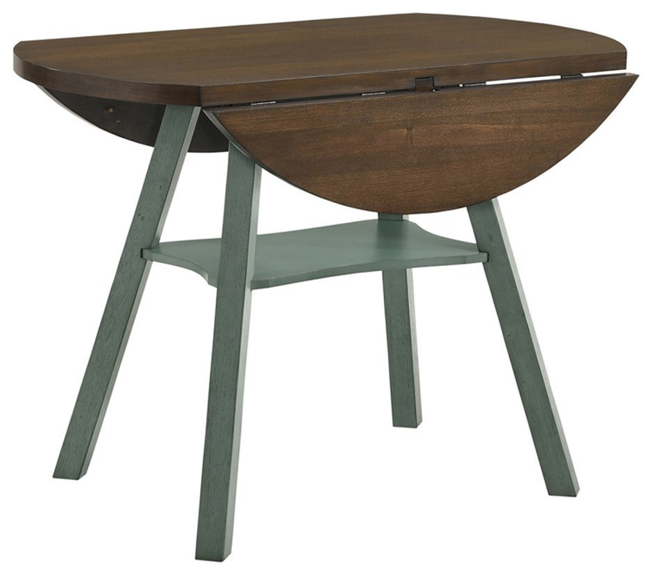 Bowery Hill Farmhouse Wood Drop-Leaf Counter Height Table in Green ...