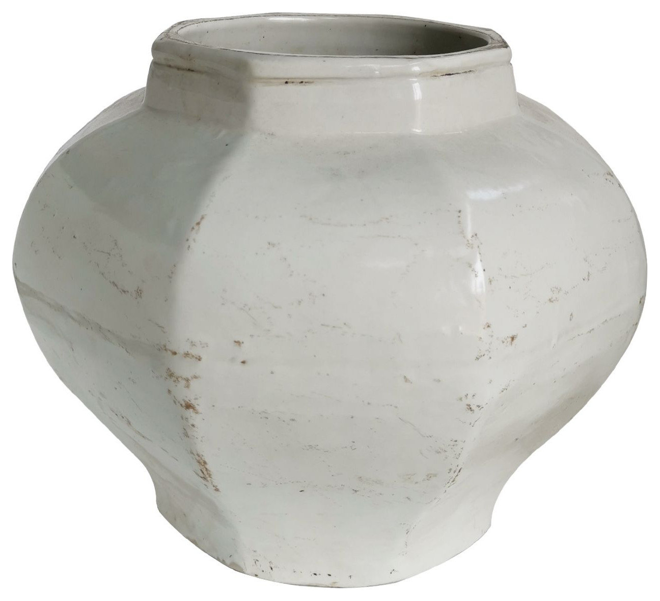 White Crackle Octagonal Jar - Farmhouse - Vases - by William Sung | Houzz