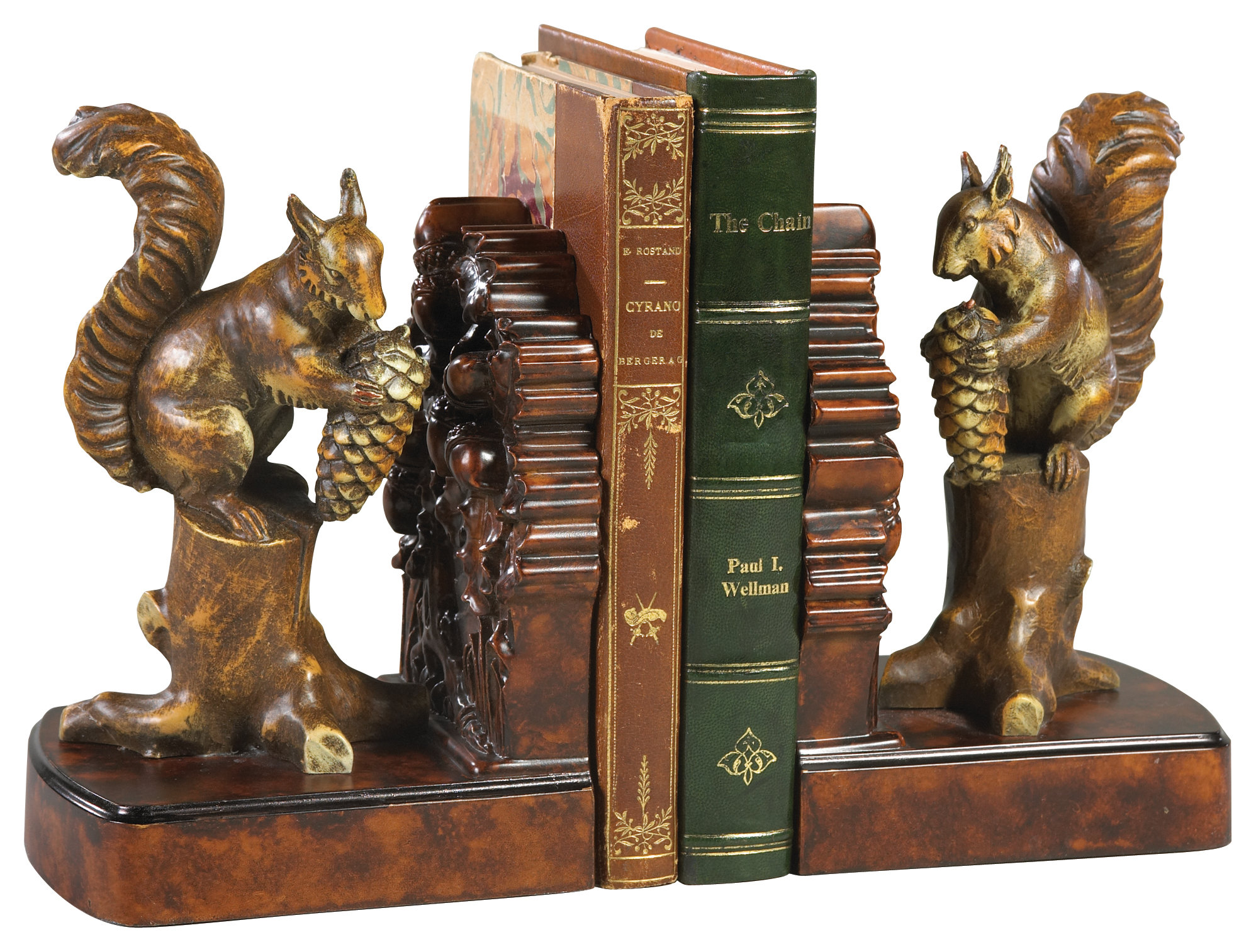 Pinecone Squirrel Bookends - Rustic - Bookends - by Lodgeandcabins | Houzz