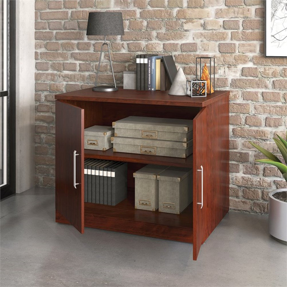 Home Square 2-Piece Set with Desk Shell & Storage Cabinet with Doors ...
