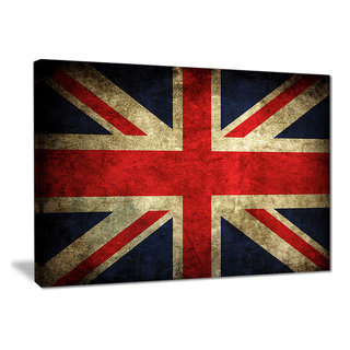 "Vintage UK Flag" Contemporary Canvas Art Print, 20"x12" - Contemporary ...