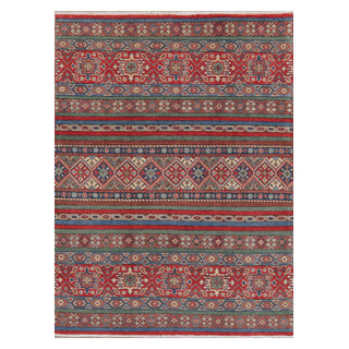 Hand-Knotted Oriental Traditional Kazak Pakistani Area Rug, Multi, 6'9 ...