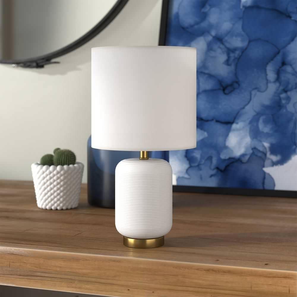 Lambert 15 Tall Ceramic Mini Lamp With Fabric Shade In Matte White ...