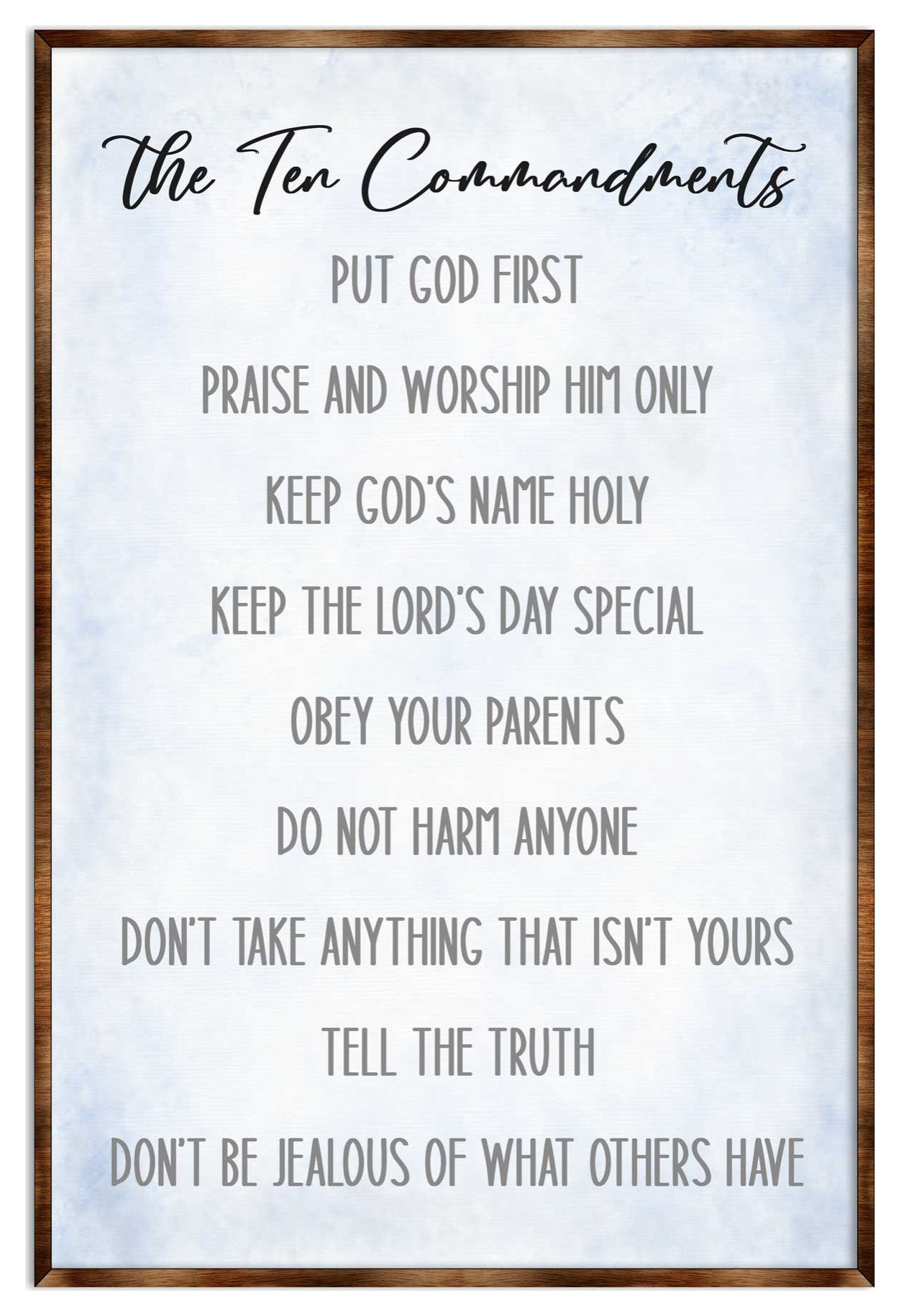 The Ten Commandments Wooden Religious wall art Bible Quotes, Medium 22 ...
