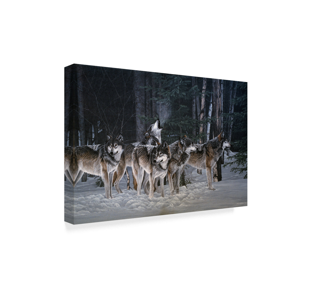 Ron Parker 'Breaking The Silence Wolves' Canvas Art, 19"x12" - Rustic ...