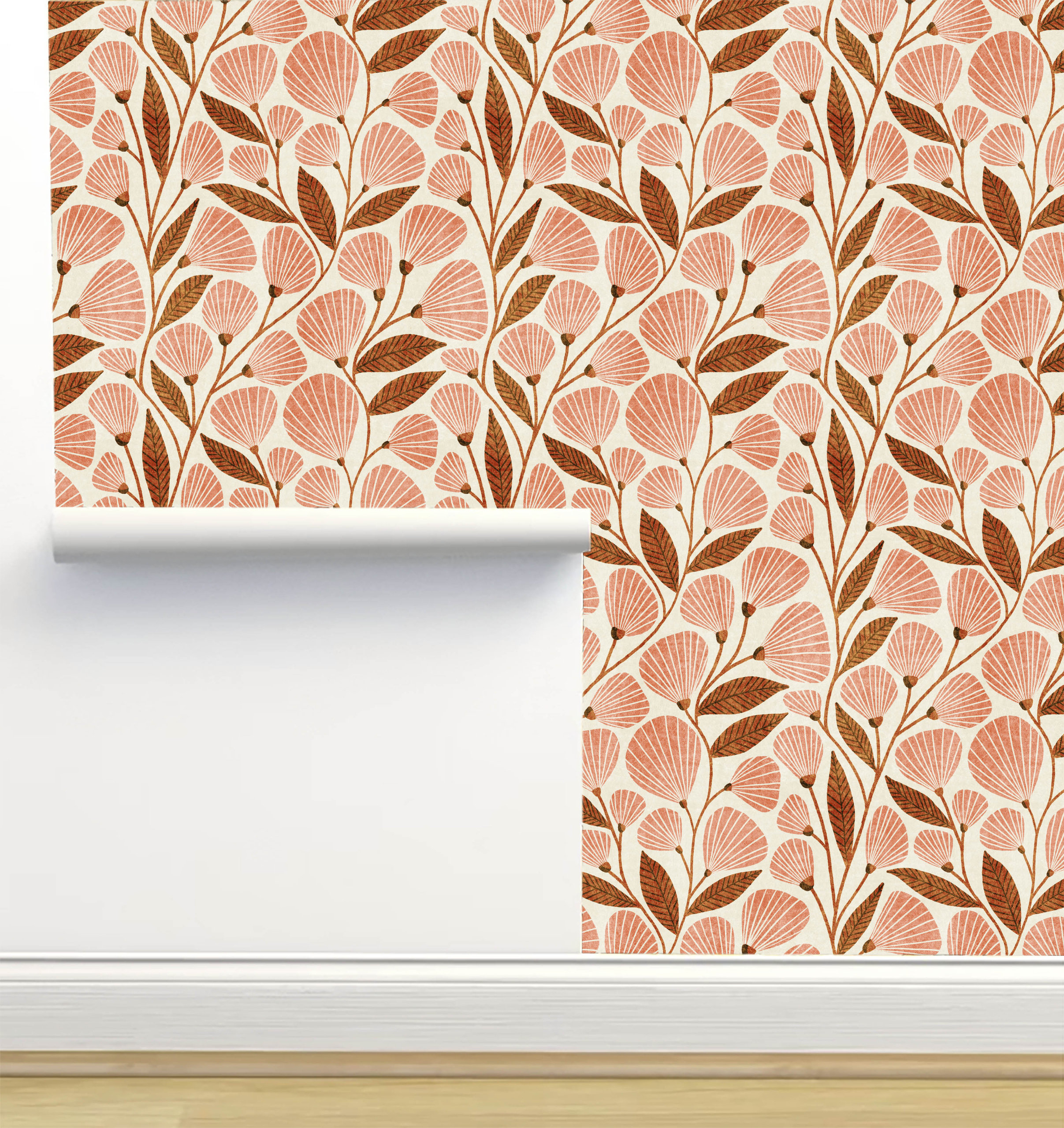 Cecile Pink and Gold Wallpaper, 24"x72" - Contemporary - Wallpaper - by ...