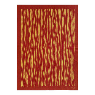 Handwoven Wool Red Contemporary Modern Modern Flat Weave Rug., 7'x8 ...