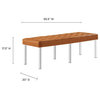 Retro Modern Tan Faux Leather Bench with Silver Base and Tufted Seat ...