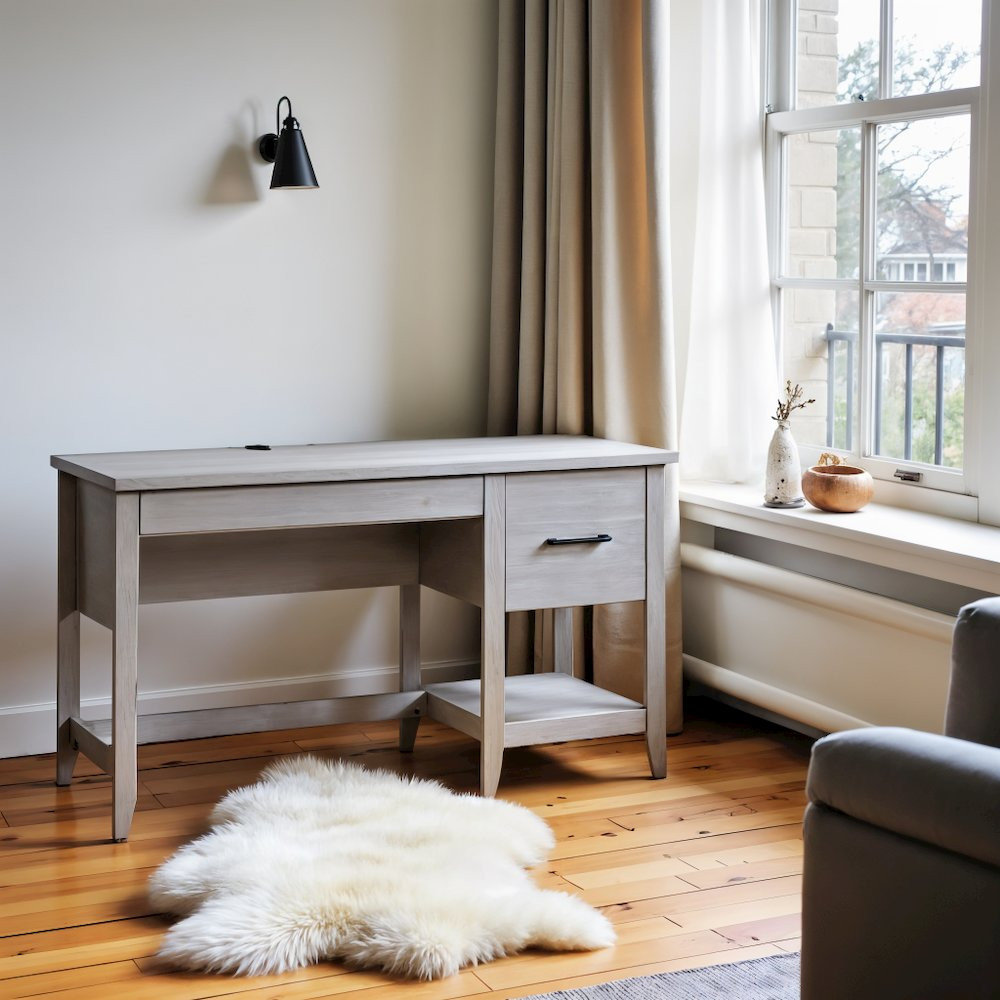 Beige Executive Office Desk with Wide Work Surface and Sturdy Frame ...