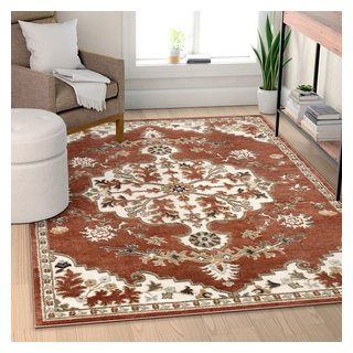 Well Woven Orchid Brick Iris Traditional Orietnal Floral Area Rug, 7'10 ...