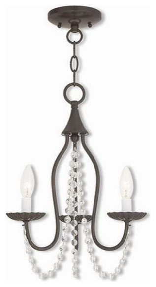 Livex Lighting 40793-92 Alessia, 3 Light Mini Chandelier, Bronze/Dark ...