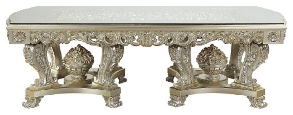 Acme Sorina Dining Table, Antique Gold Finish - Victorian - Dining ...