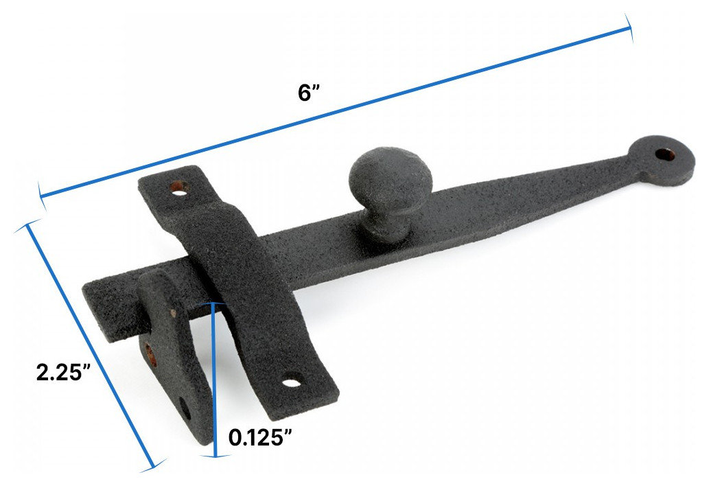 Black Cast Iron Gate Door Latch Bar Catch 6" L Colonial Design with ...