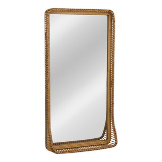 Handwoven Rattan and Bamboo Rectangular Wall Mirror with Shelf, Natural ...