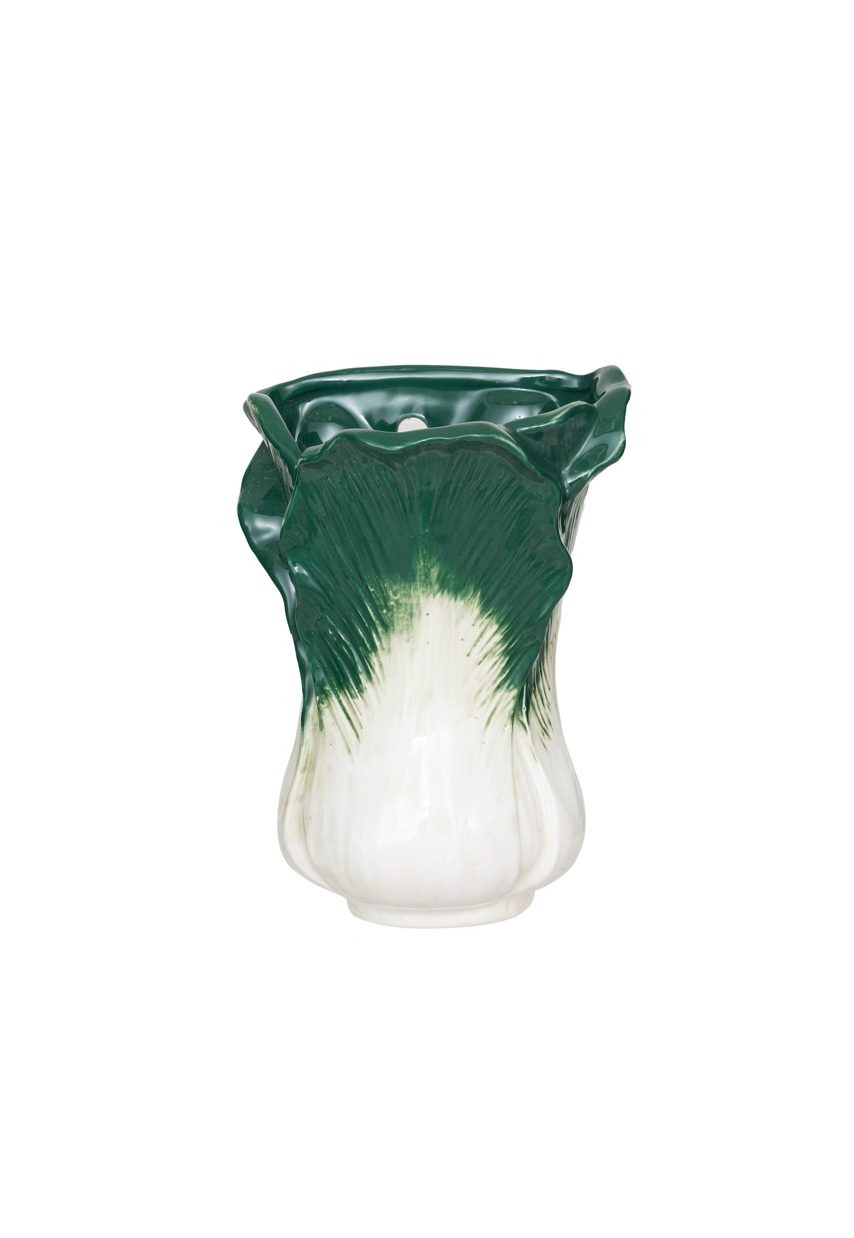 Embossed Stoneware Cabbage Shaped Wall Vase Planter, Green and White ...