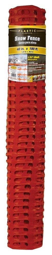 Gilbert & Bennett® 889225A Plastic Snow Fence, Orange, 1.75" Mesh, 4' x ...