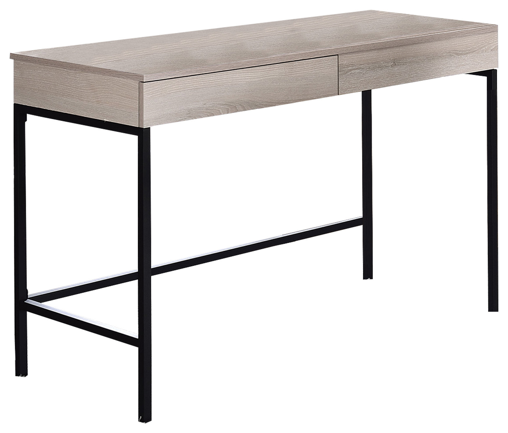Benzara BM211102 Wooden Desk with 2 Drawers & Metal Frame, Washed White ...