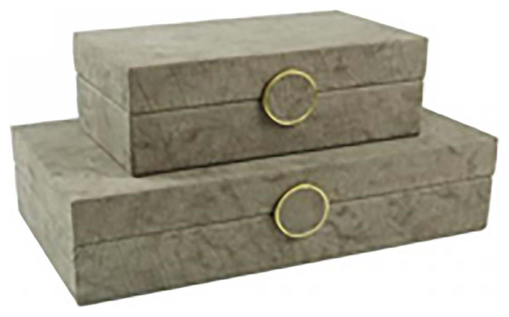 Wood 2-Piece Set Box With Medallion, Beige - Contemporary - Decorative ...
