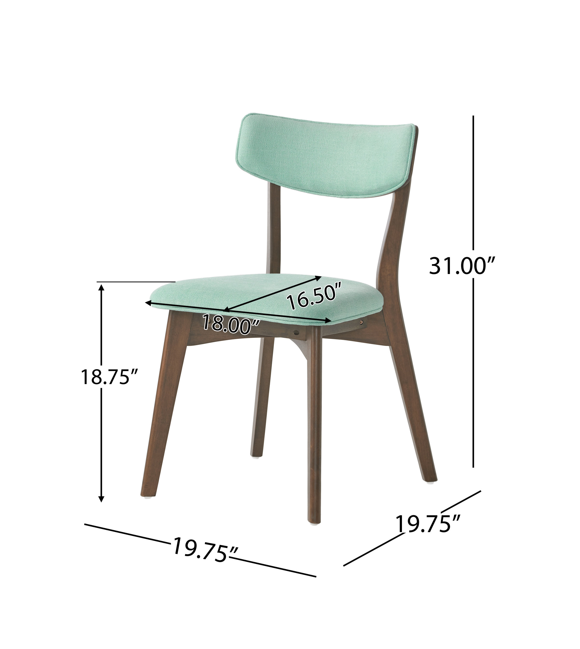 GDF Studio Caleb Mid-Century Walnut Finished Frame Dining Chairs, Set ...