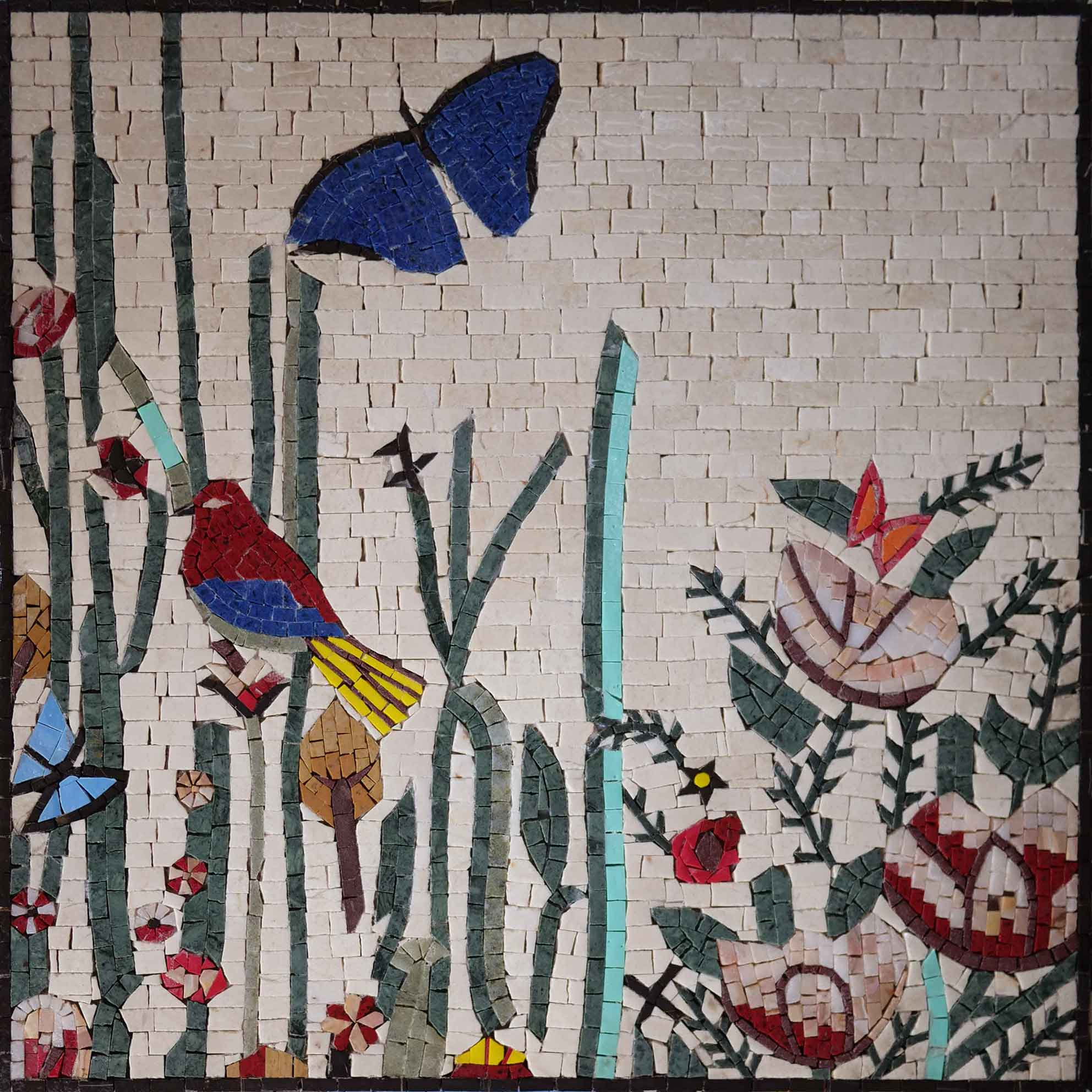 Mosaic Art - Spring Floral Scene, 24" x 24" - Contemporary - Tile ...
