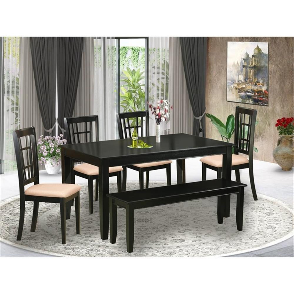 East West Furniture Dudley 6-piece Wood Dining Table and Chair Set in ...