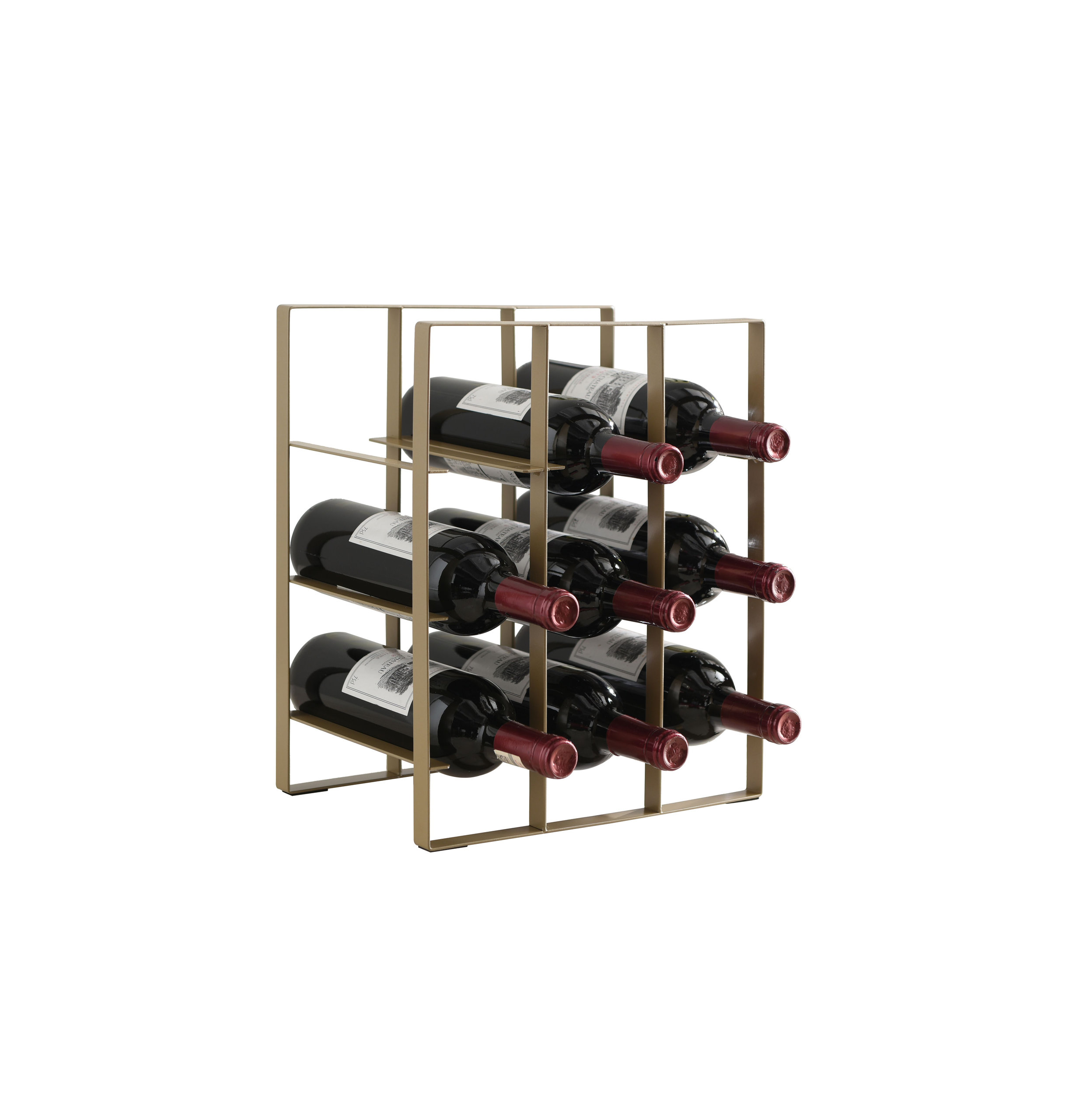 Carrol Modern Countertop Wine Rack, Gold Metal, 9 Square Bottle Holders ...