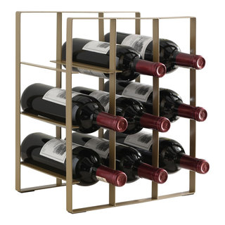 Carrol Modern Countertop Wine Rack, Gold Metal, 9 Square Bottle Holders ...