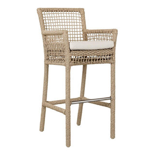 Woven Outdoor Bar Stool, Belen Kox - Beach Style - Outdoor Bar Stools ...